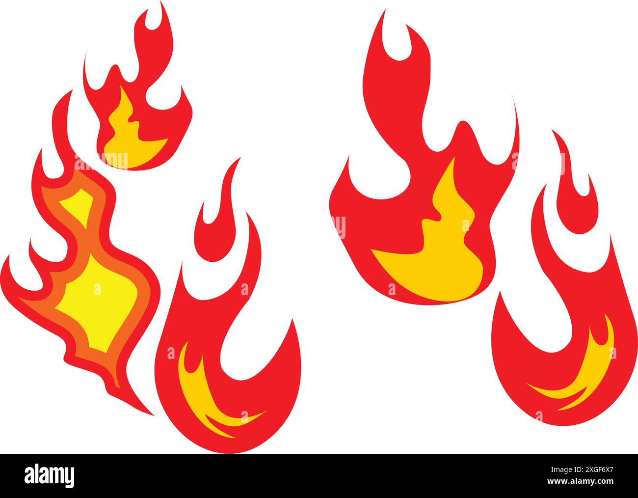 Cartoon fire flames vector set ignition light effect hi-res stock ...