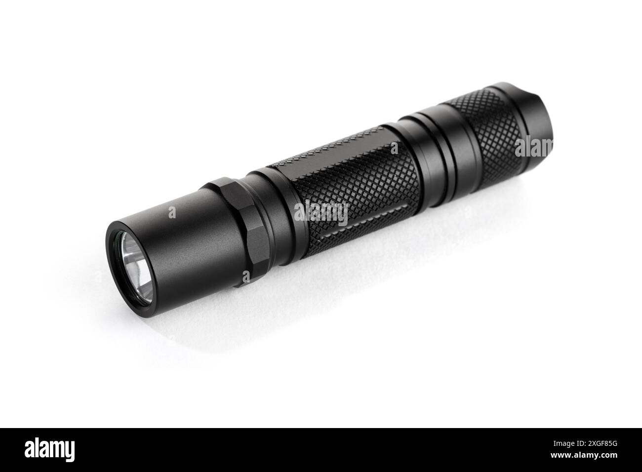 Modern aluminum Pocket Flashlight isolated on white background Stock ...
