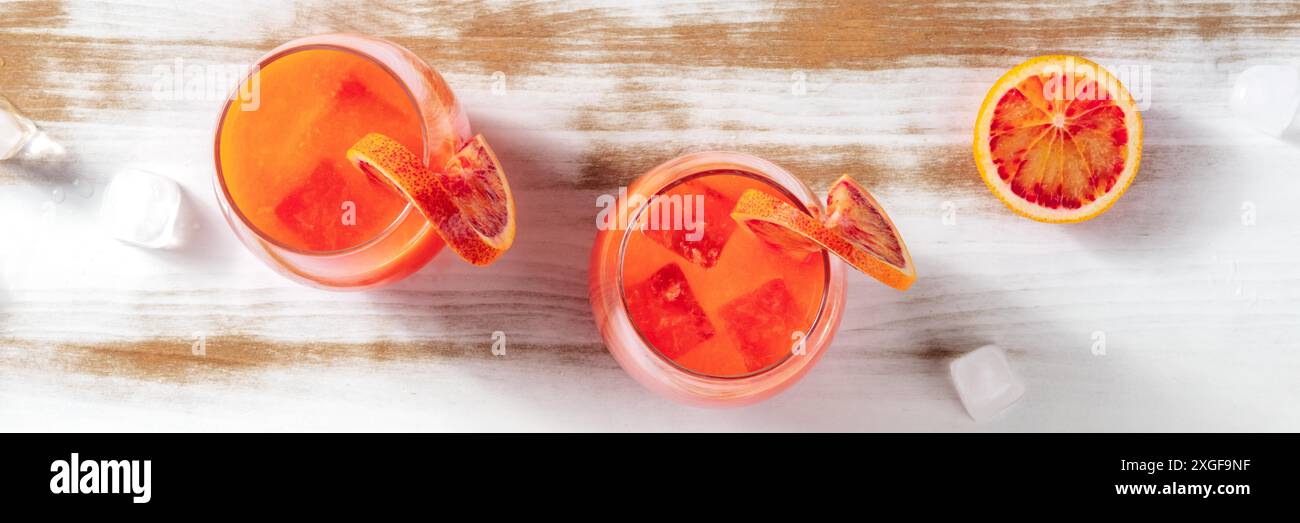 Orange cocktails panorama, top shot, with blood oranges Stock Photo - Alamy