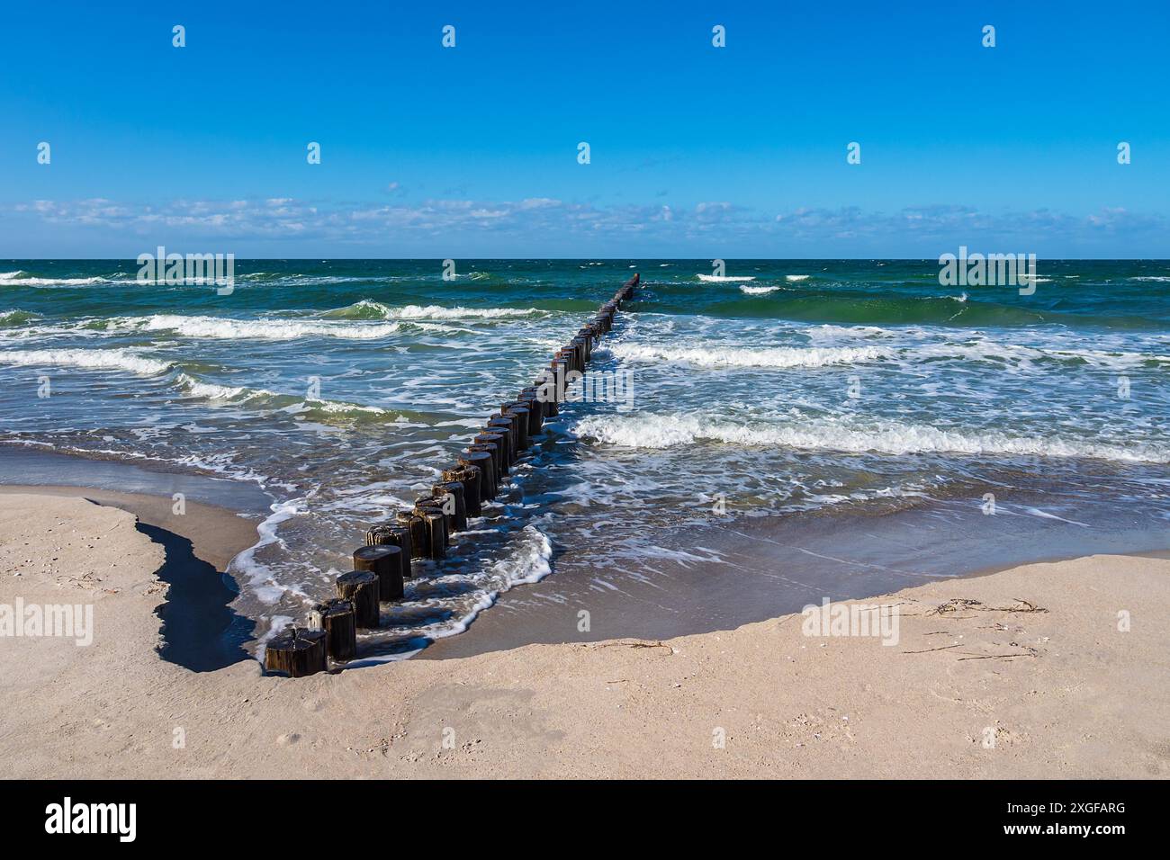 Groyne on the Baltic Sea coast in Zingst on Fischland-Darss Stock Photo ...