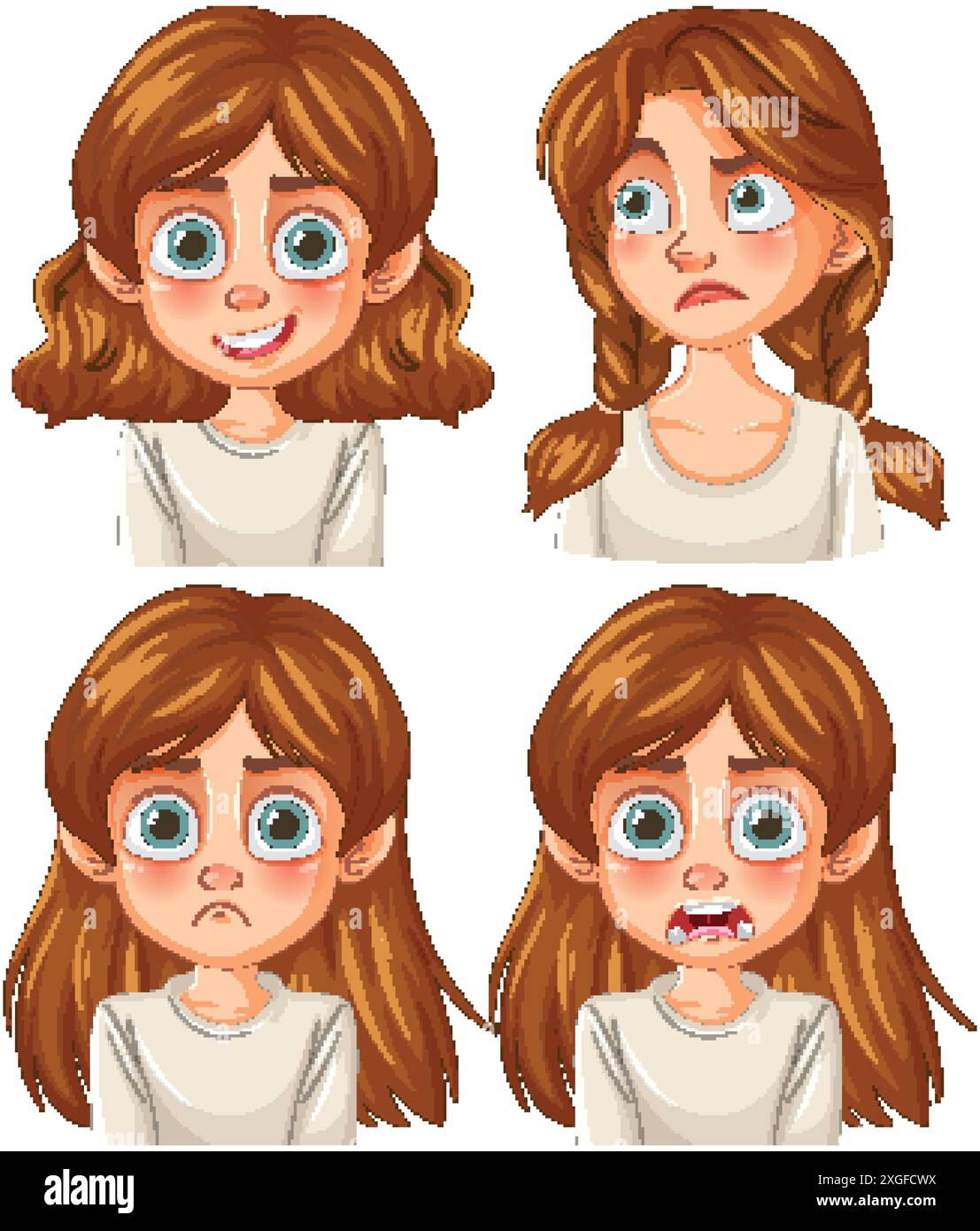 Illustration of a girl with different emotions Stock Vector Image & Art ...