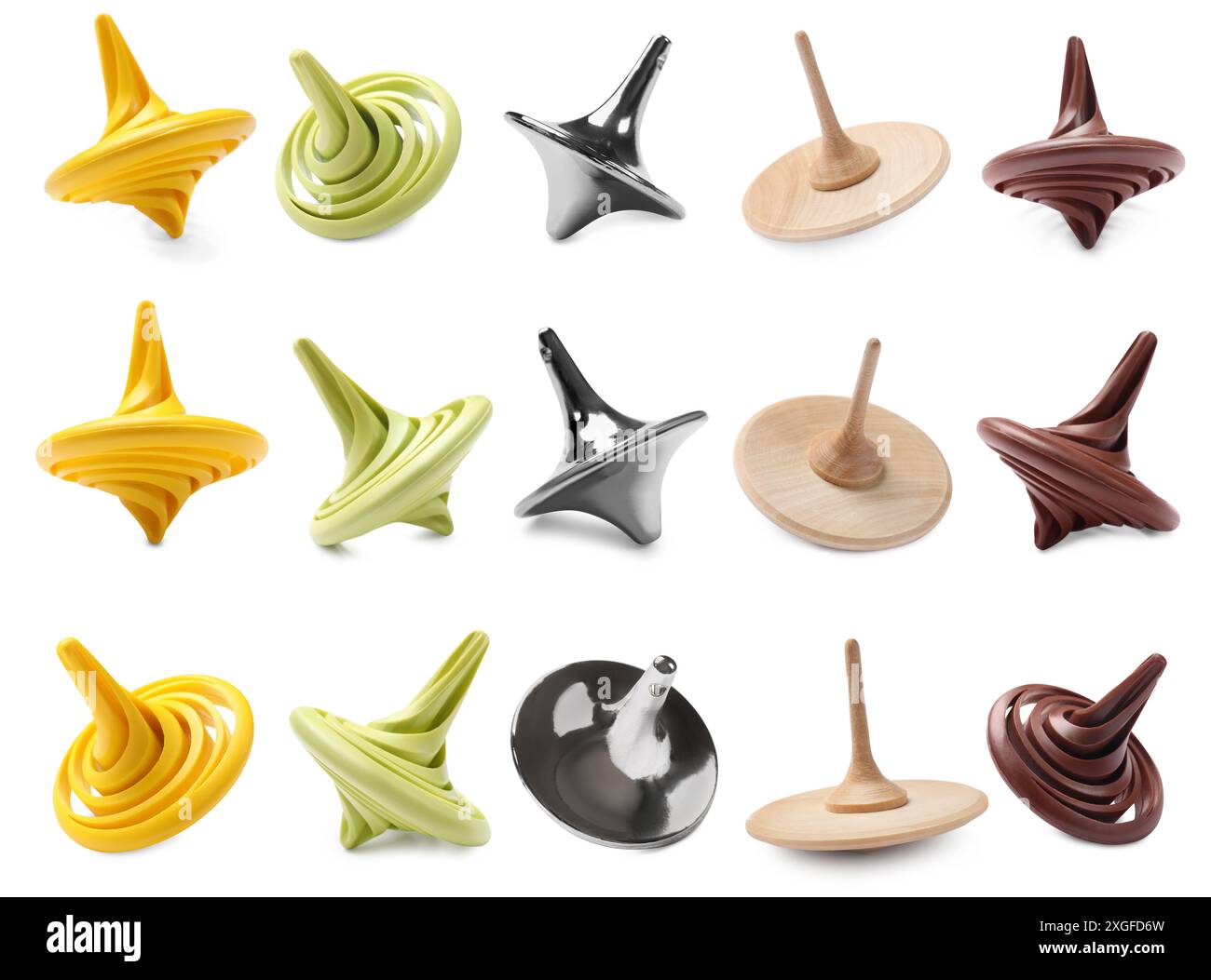 Many different spinning tops isolated on white, set Stock Photo - Alamy