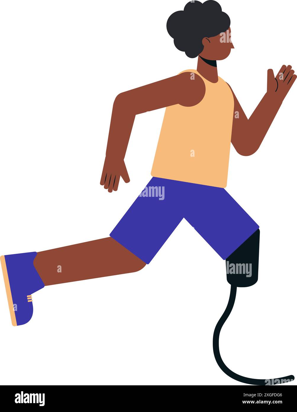 Illustration of a dark skinned woman running competition with leg ...