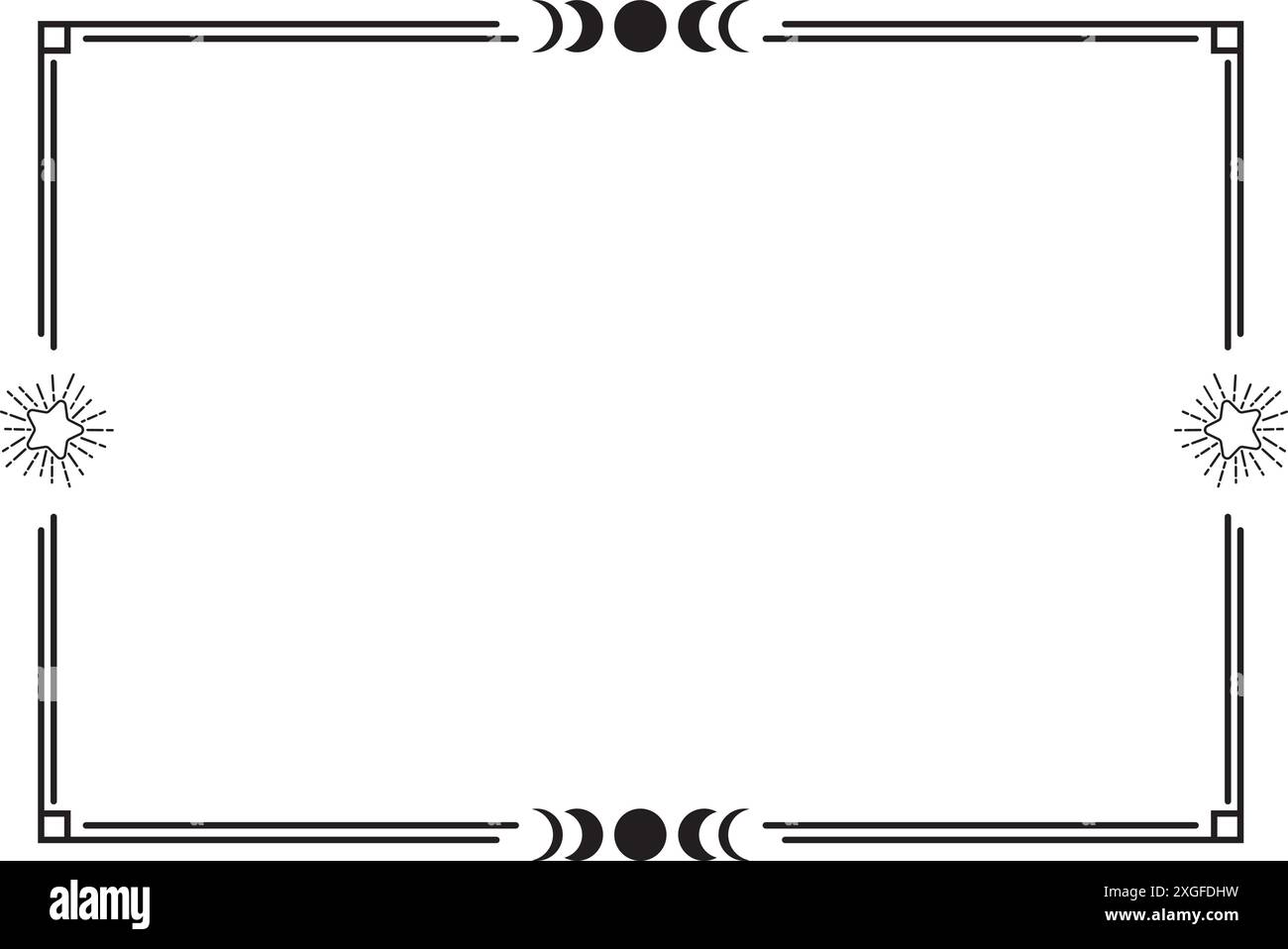 Minimal line art frame with rectangle borders. Vector decorative ...