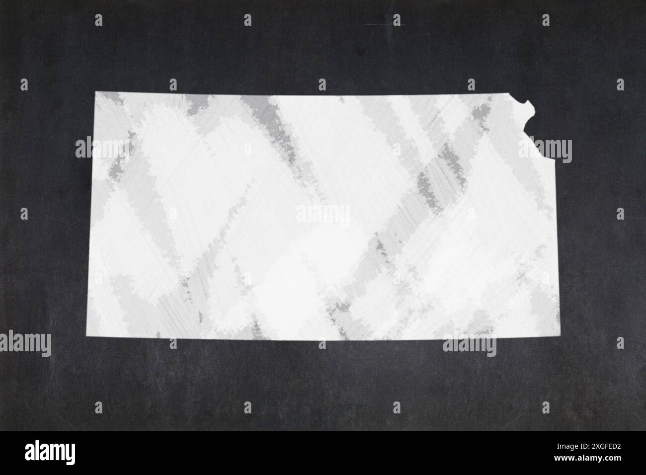 Blackboard with a the map of the State of Kansas (USA) drawn in the ...