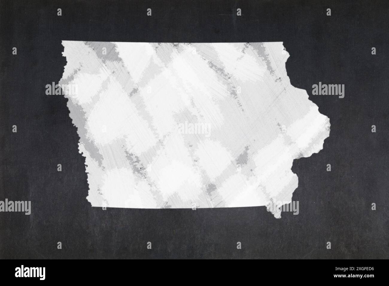 Blackboard with a the map of the State of Iowa (USA) drawn in the ...