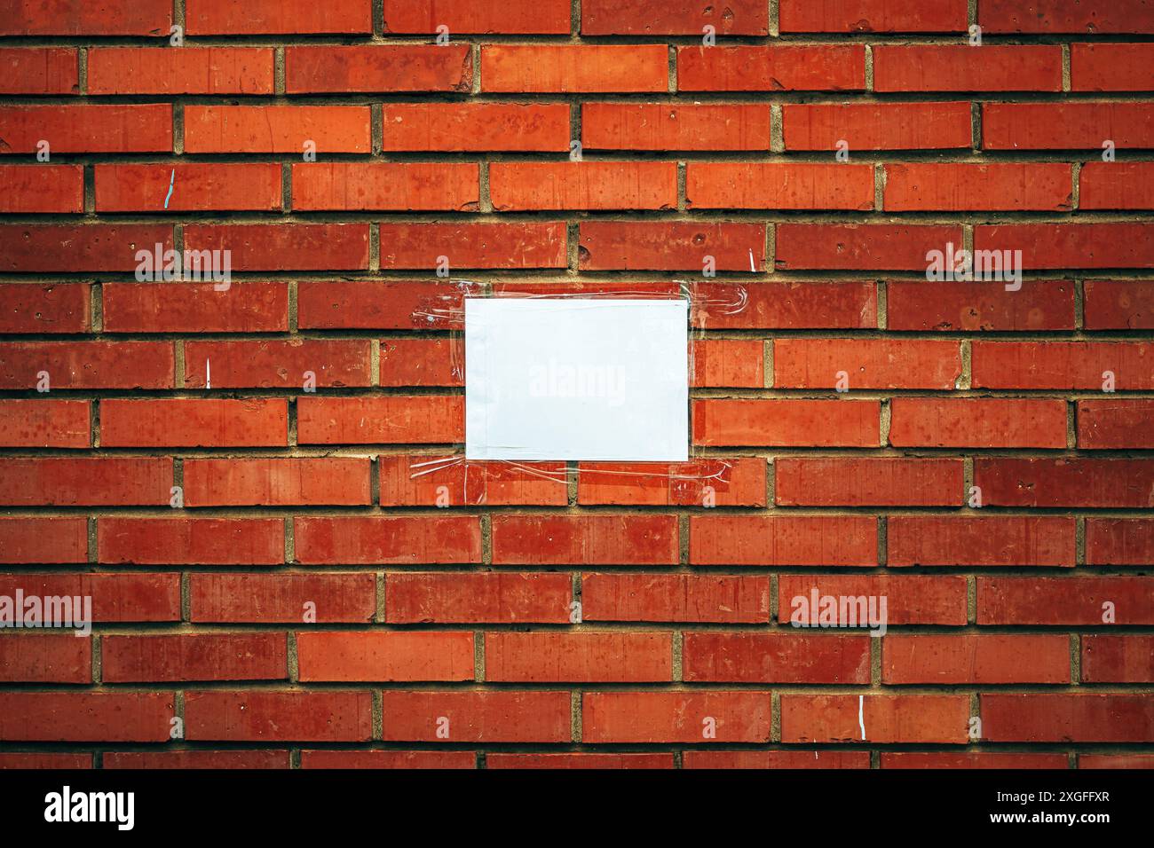 Blank white notice paper mockup on the brick wall background Stock ...
