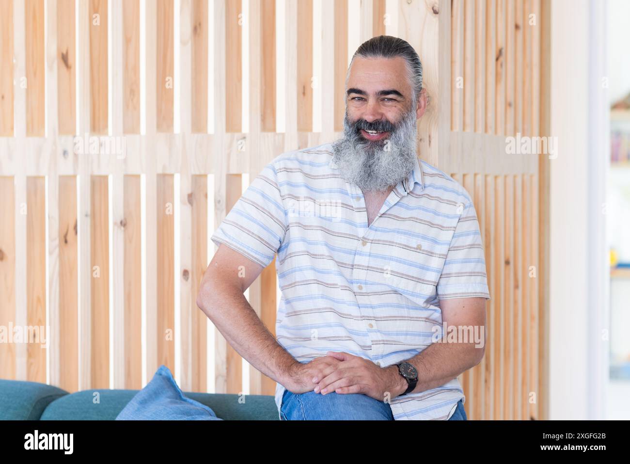 Man beard in living room hi-res stock photography and images - Alamy