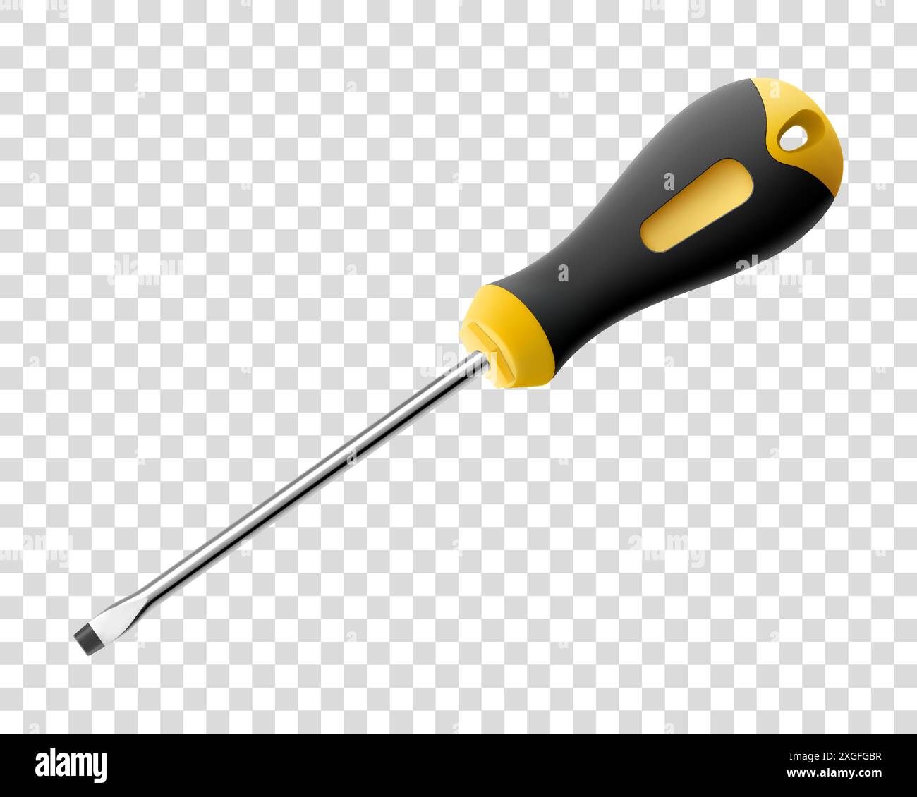 Flat head screwdriver isolated on transparent background. Black and ...