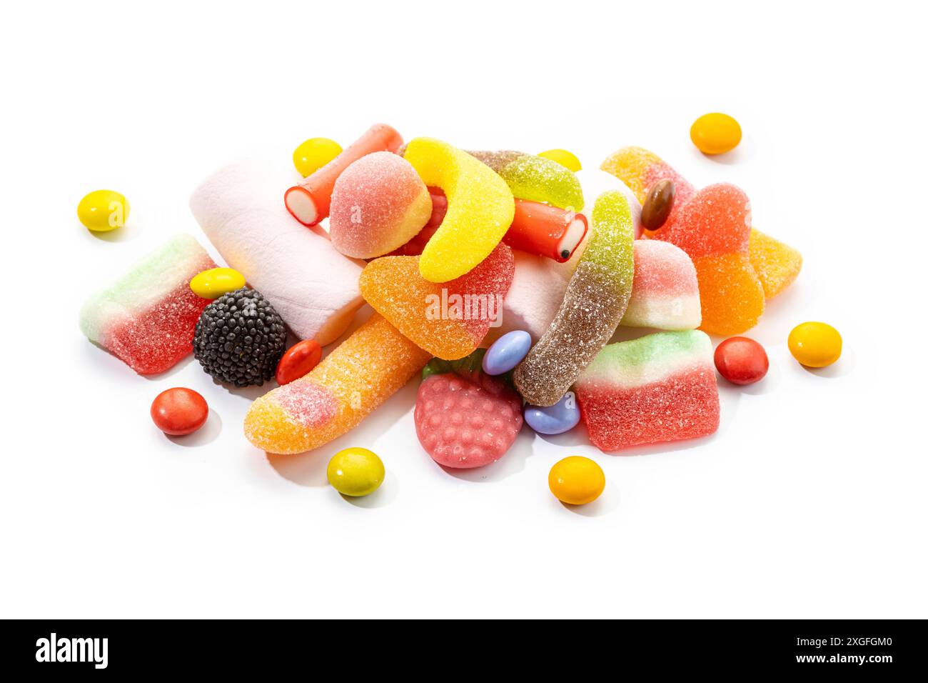 Assortment of candies and sweets isolated on white background. Colorful ...