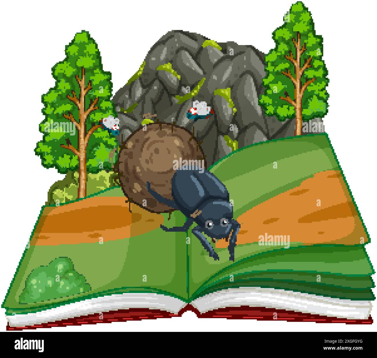 Illustration of nature emerging from an open book Stock Vector Image ...