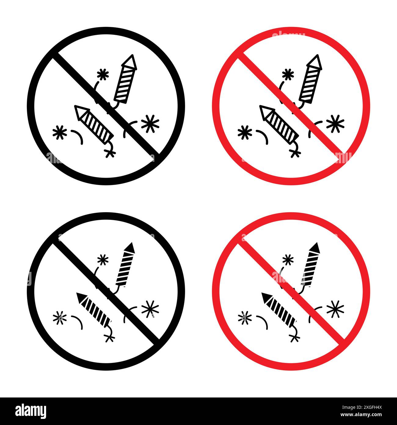 Ban on fireworks sign vector logo set collection for web app ui Stock ...