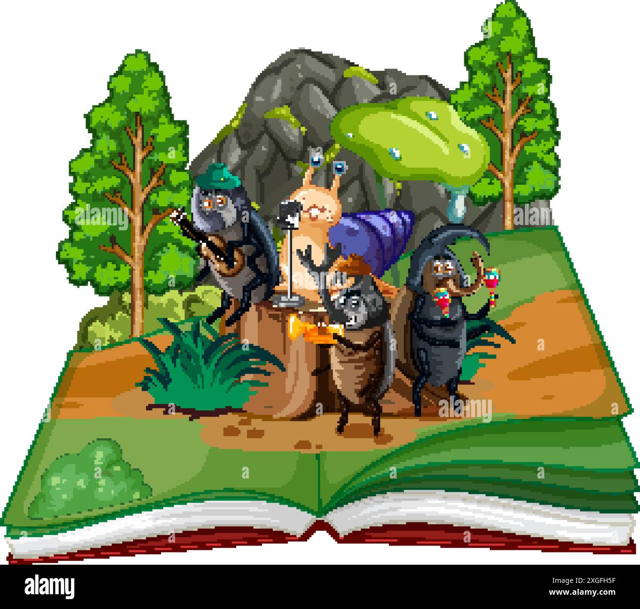 Insects playing instruments on an open book Stock Vector Image & Art ...