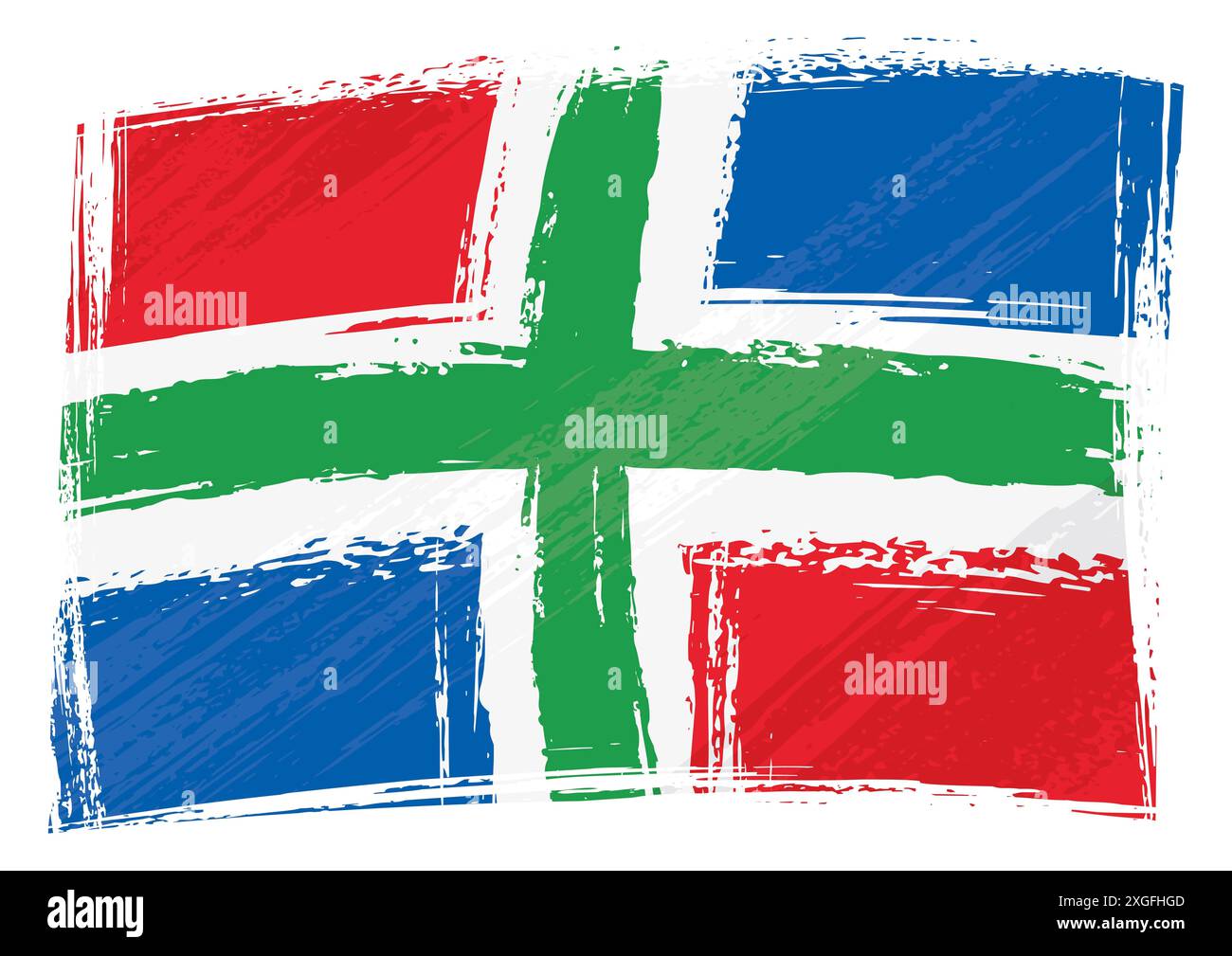 Dutch province Groningen flag created in grunge paint style Stock Photo ...