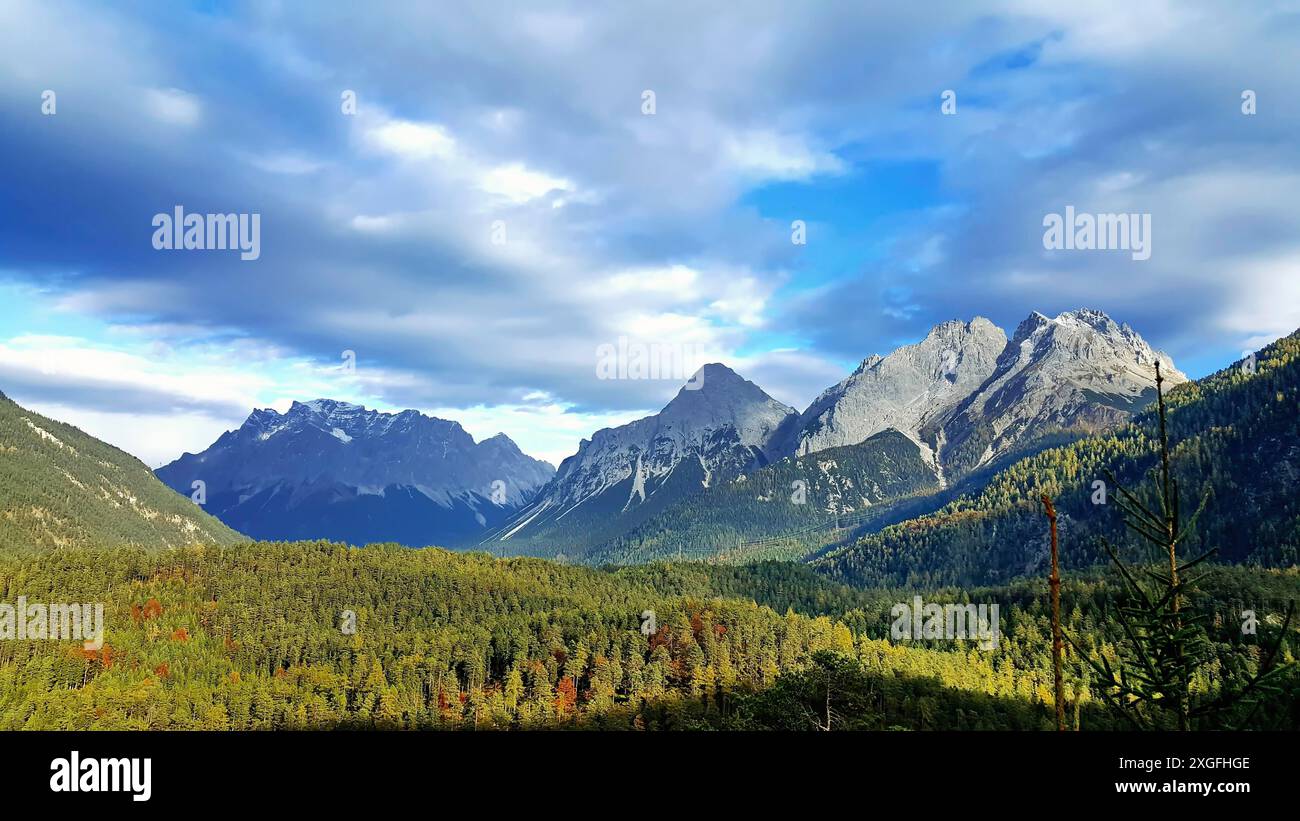 The Fernpass near Blindsee with a view of the Zugspitze Stock Photo - Alamy