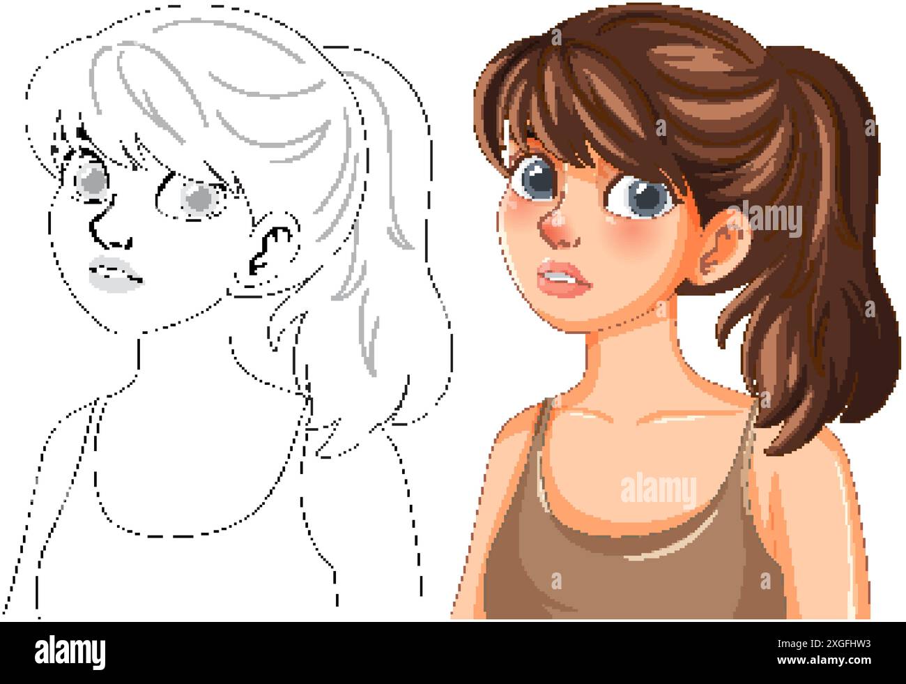 Vector art of a girl with expressive eyes Stock Vector Image & Art - Alamy