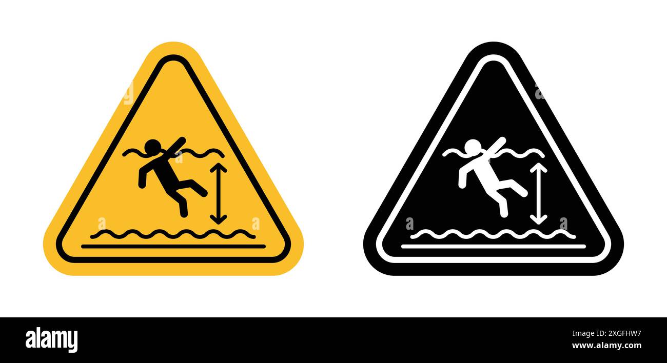 Deep water warning sign vector logo set collection for web app ui Stock Vector Image & Art - Alamy