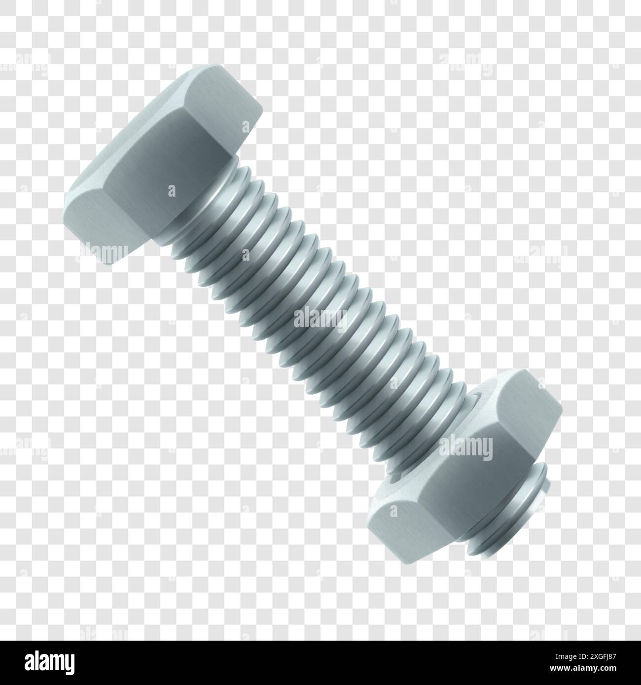Isometric vector illustration steel bolt and hex nut isolated on white ...