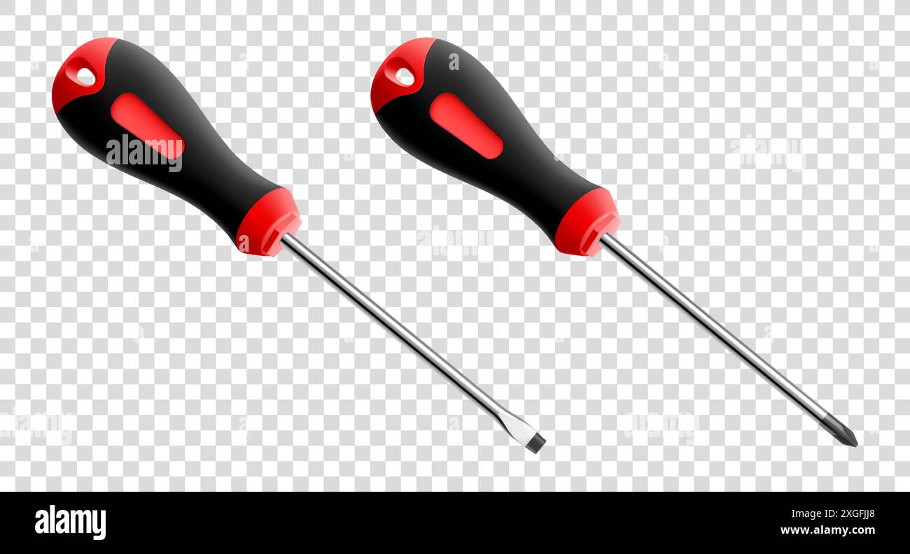 Flathead screwdriver and phillips screwdriver isolated on transparent ...