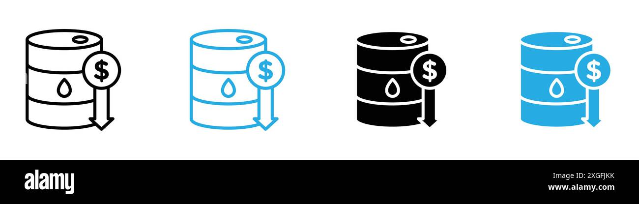 Crude oil barrel price falling down icon vector logo set collection for ...