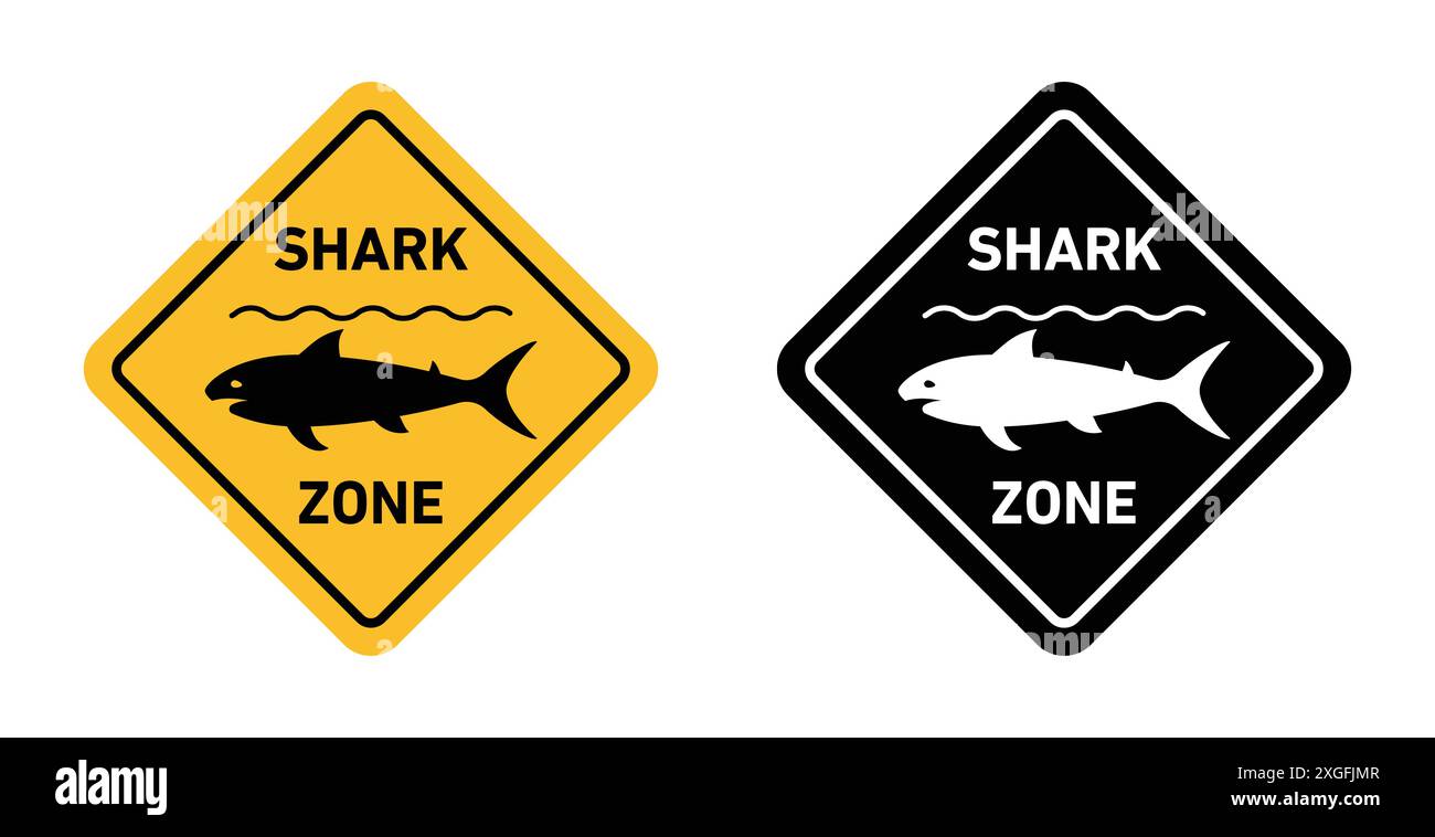 Danger of shark sign vector logo set collection for web app ui Stock ...