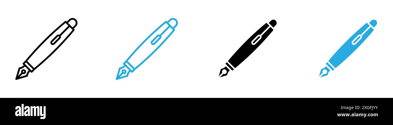 Fountain pen icon vector logo set collection for web app ui Stock ...