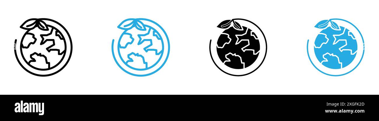 Green earth planet icon vector logo set collection for web app ui Stock ...