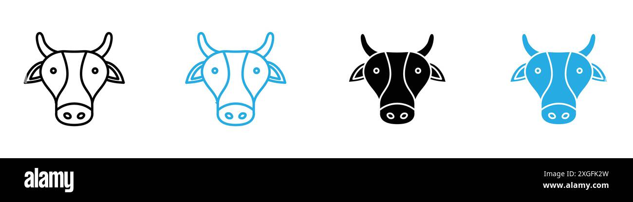 Cow icon vector logo set collection for web app ui Stock Vector Image ...