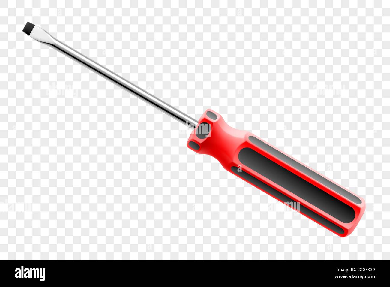 Flathead screwdriver isolated on transparent background. Black and red ...