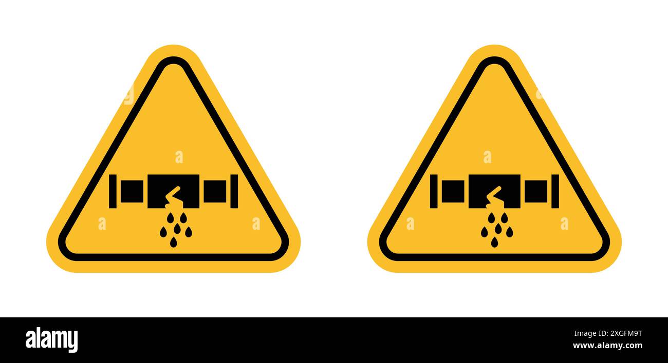 Caution safety leak of water or chemical material sign vector logo set collection for web app ui ...