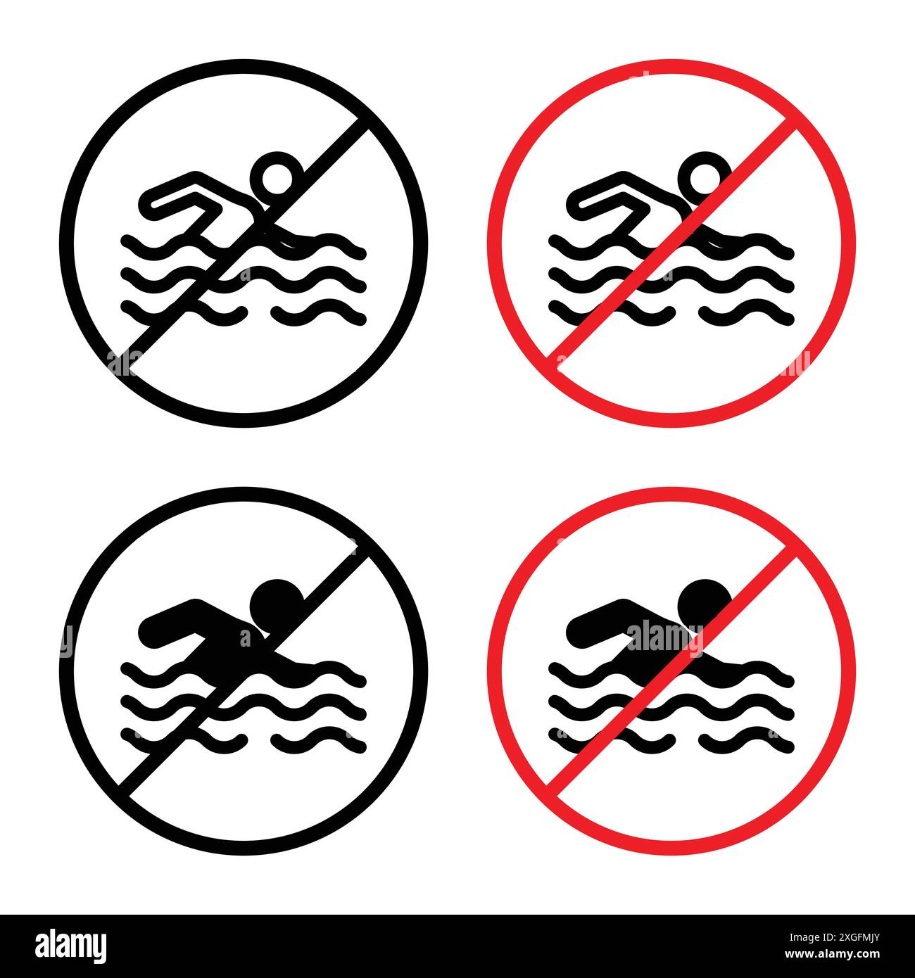 No swimming sign vector logo set collection for web app ui Stock Vector ...