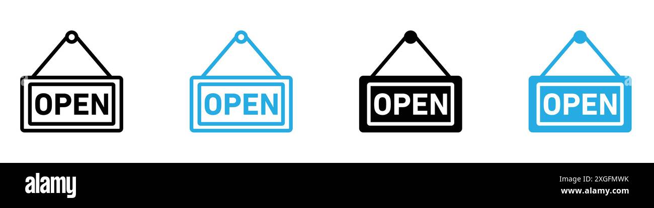 Open sign vector logo set collection for web app ui Stock Vector Image ...