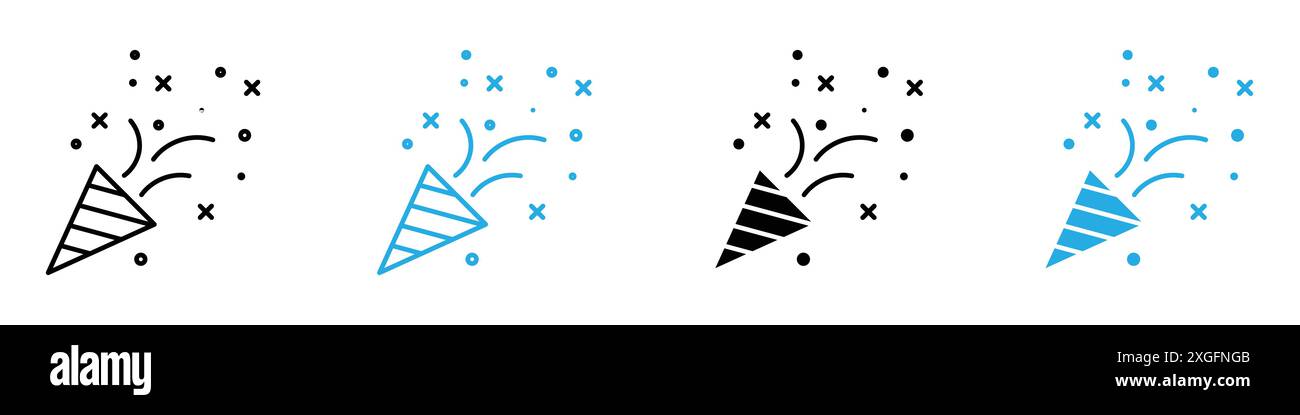 Confetti party popper icon vector logo set collection for web app ui ...