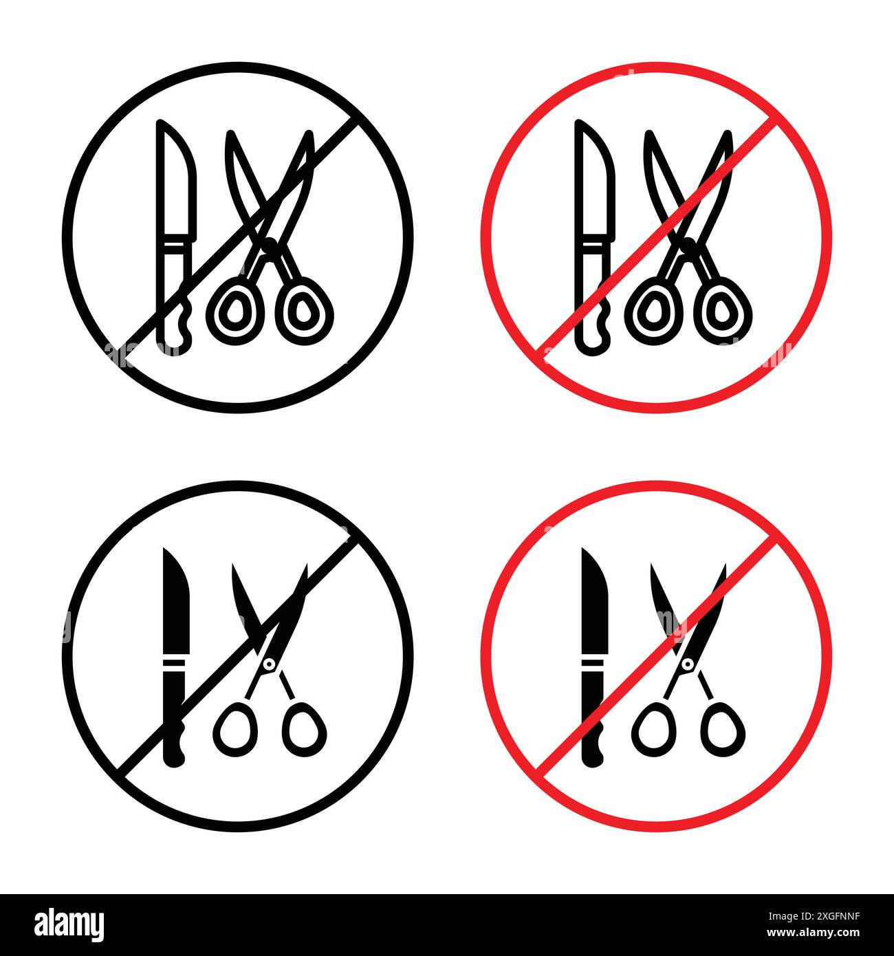 No scissors or no knives sign vector logo set collection for web app ui Stock Vector Image & Art ...