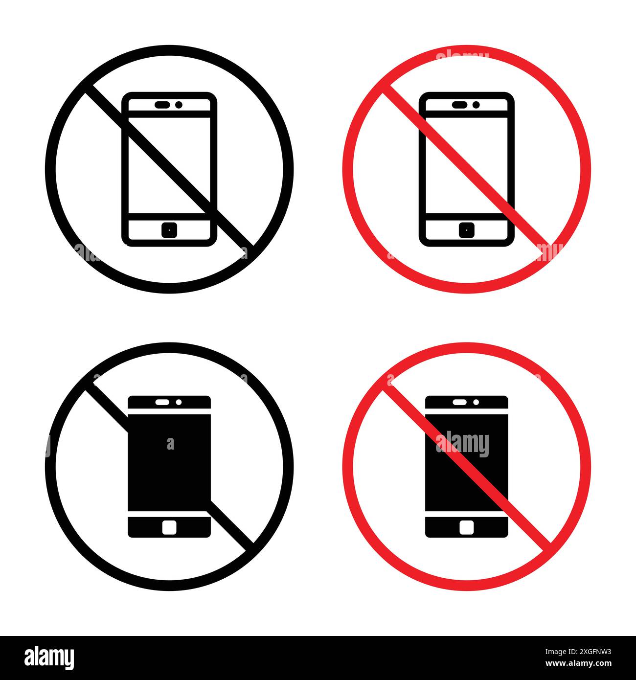 No cell phone sign vector logo set collection for web app ui Stock ...