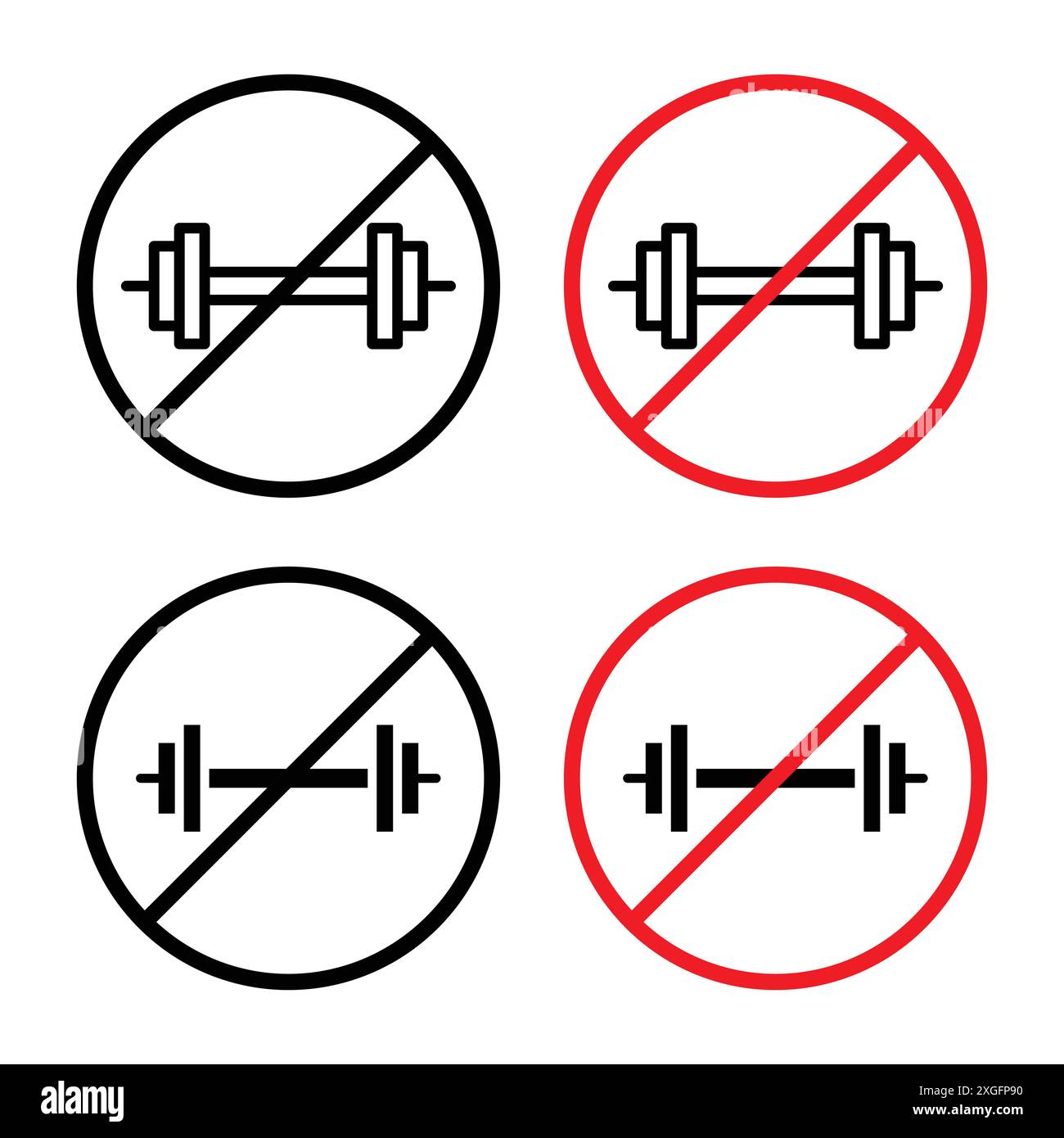 Forbidden barbell sign vector logo set collection for web app ui Stock ...