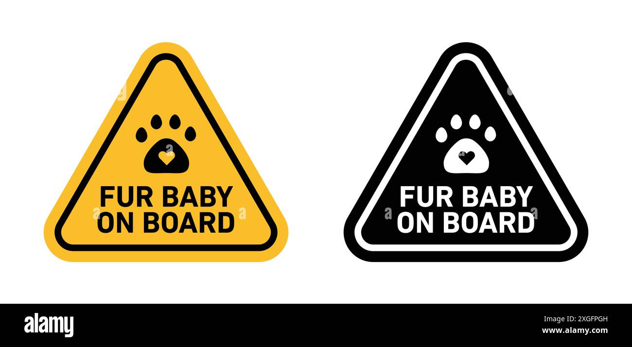 Fur baby on board sign vector logo set collection for web app ui Stock ...