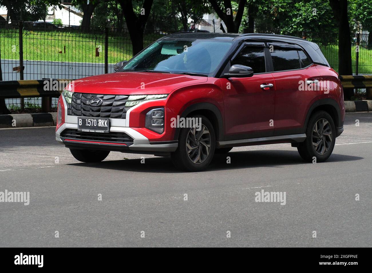 Red SUV car, Hyundai Creta, drive in TB Simatupang street, Jakarta ...