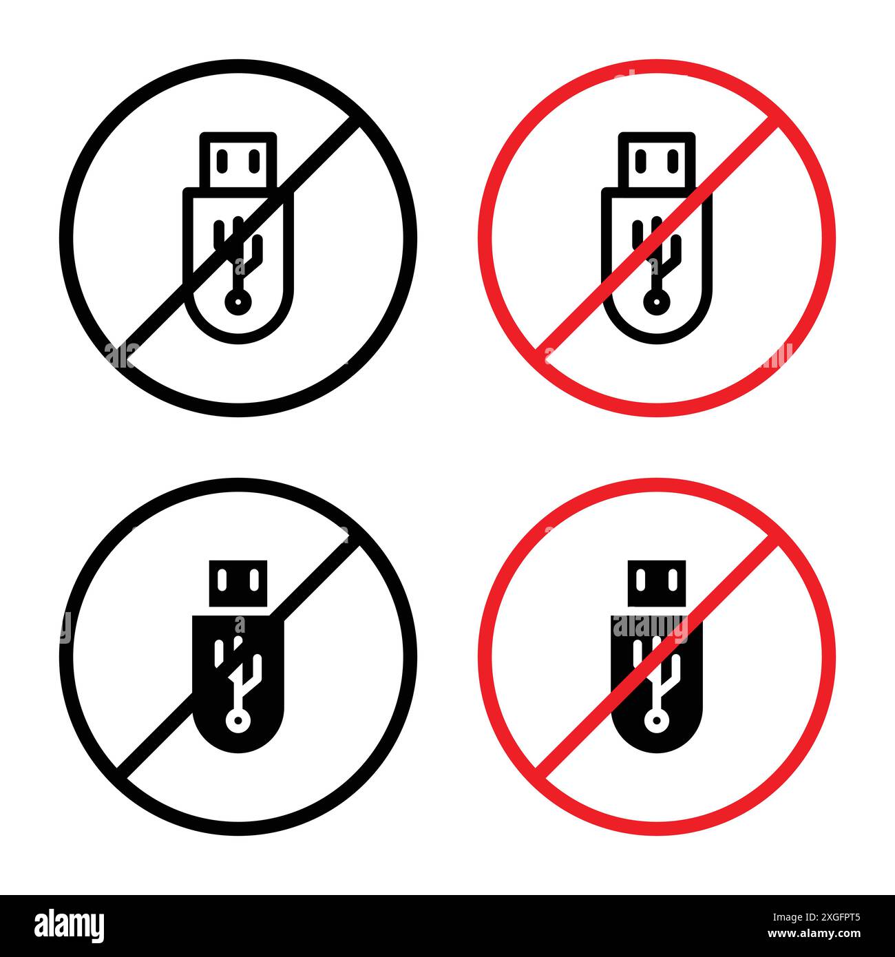 No USB flash drive sign vector logo set collection for web app ui Stock ...