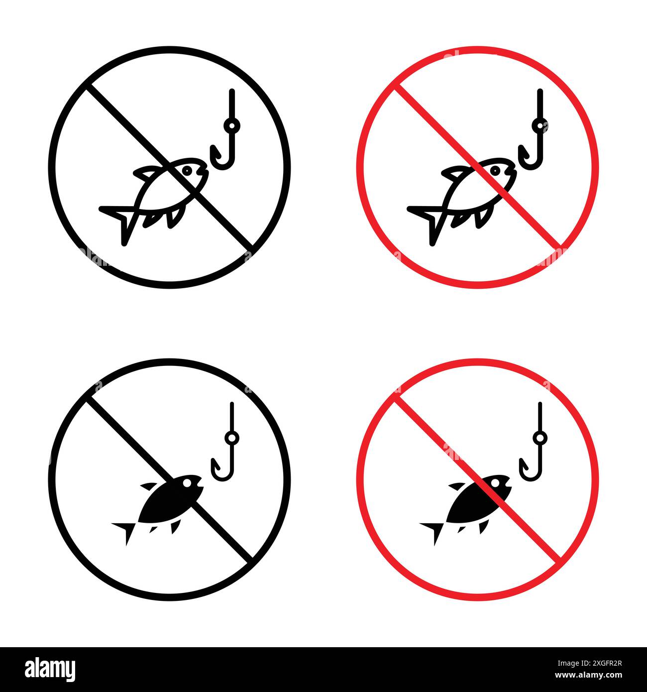 No fishing icon vector logo set collection for web app ui Stock Vector ...
