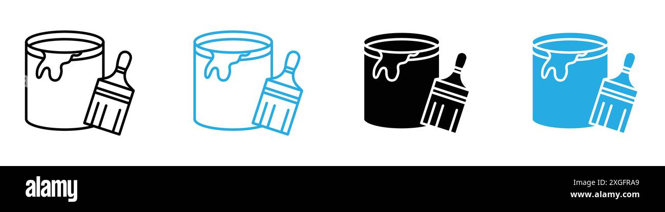 Paint bucket and paint brush icon vector logo set collection for web ...