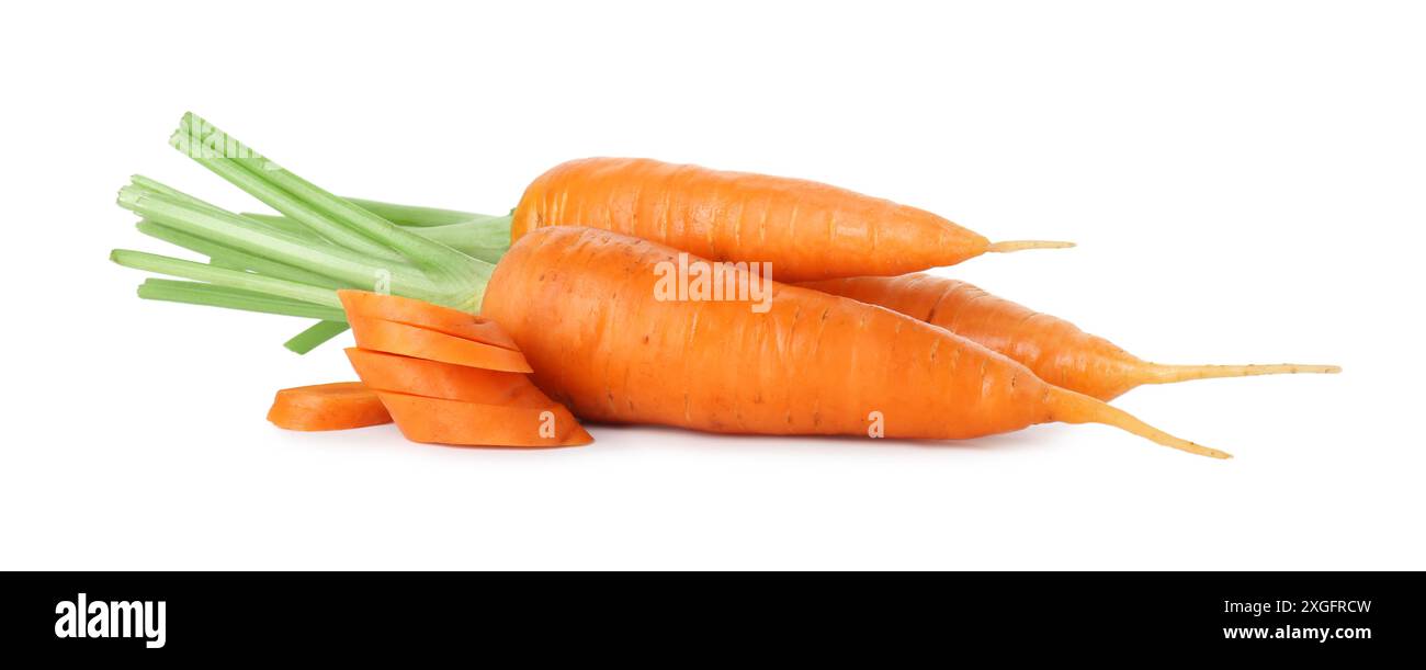 Whole and cut fresh carrots isolated on white Stock Photo - Alamy