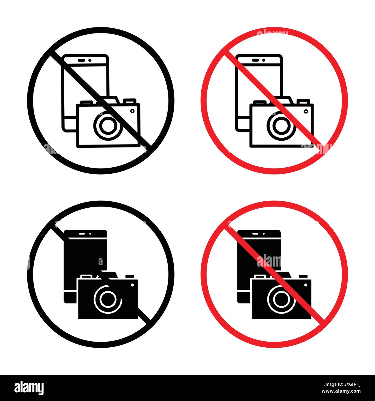 Photo and phone forbidden sign vector logo set collection for web app ...