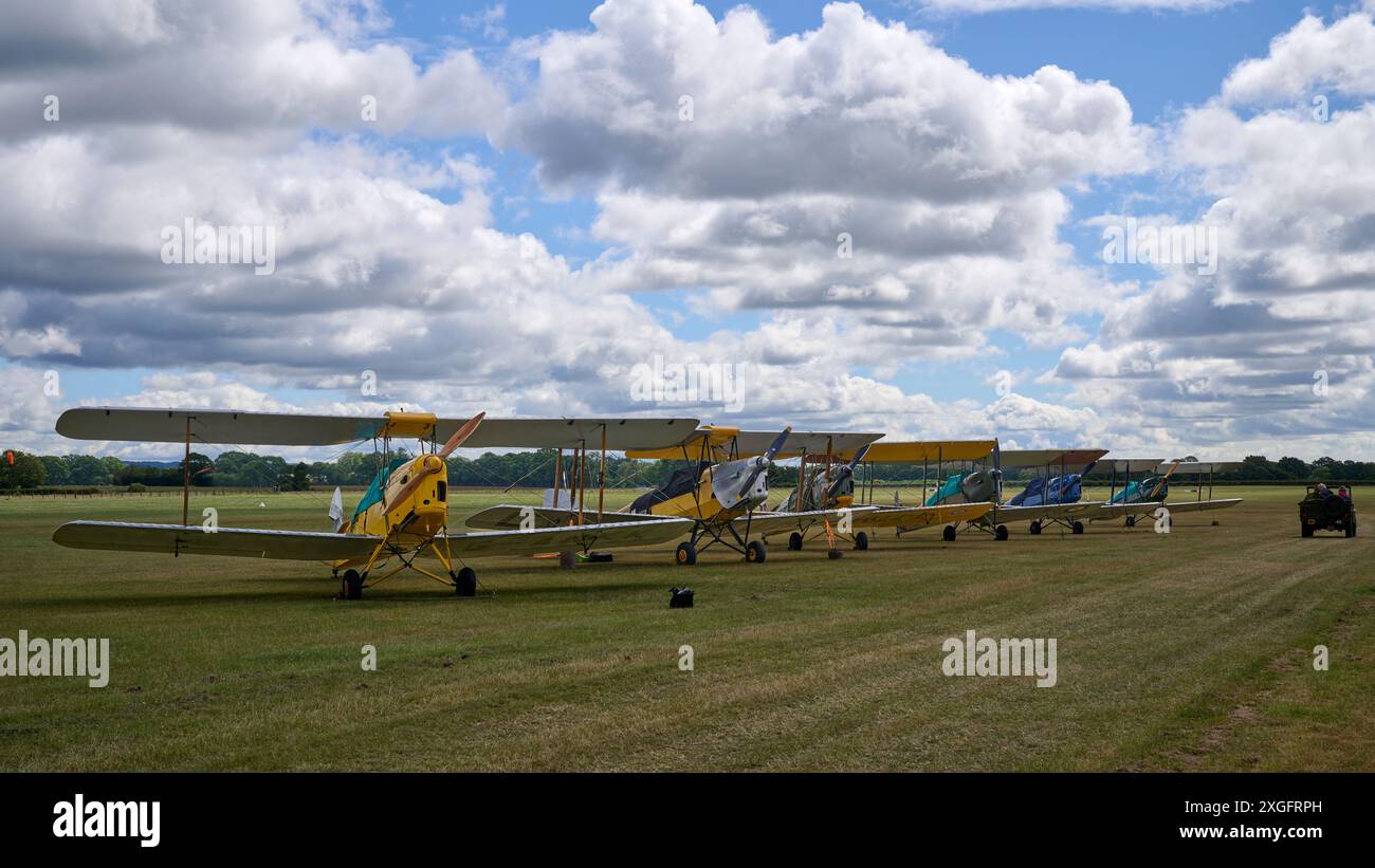 A variety of Biplanes on the Flight-line at Headcorn Airshow Stock ...
