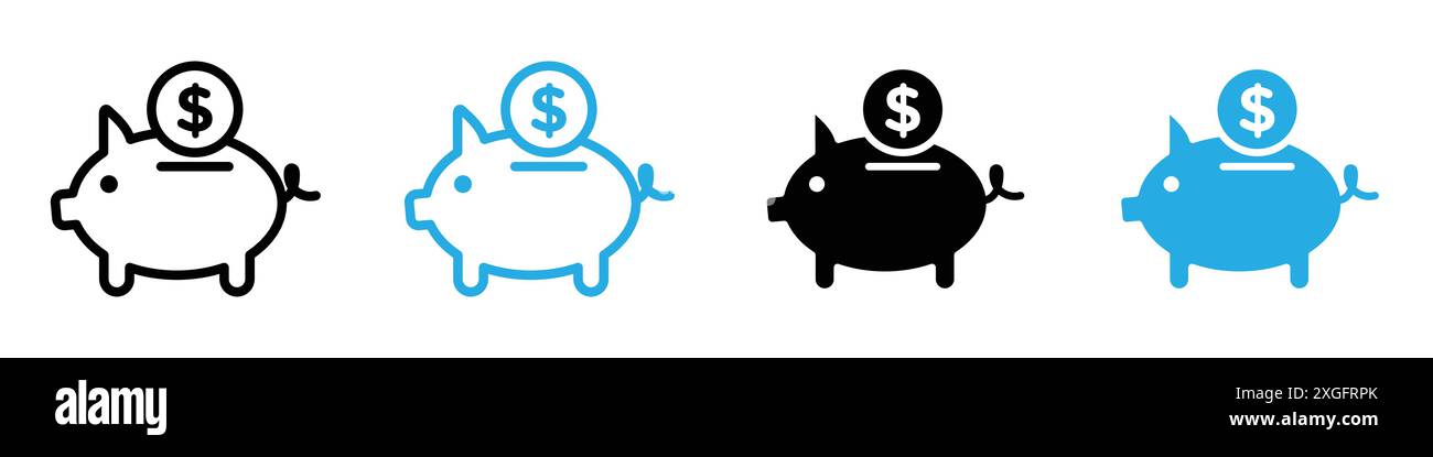 Piggy bank vector logo set collection for web app ui Stock Vector Image ...