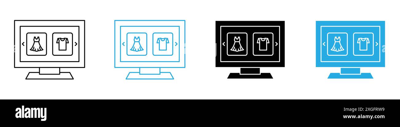 Online clothes shopping icon vector logo set collection for web app ui ...