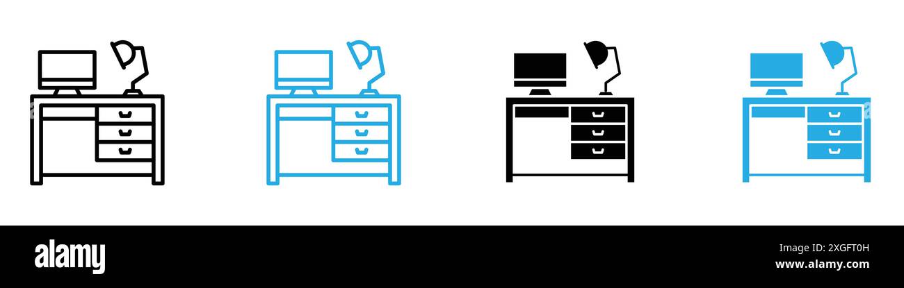 Workplace Icon Vector Logo Set Collection For Web App Ui Stock Vector