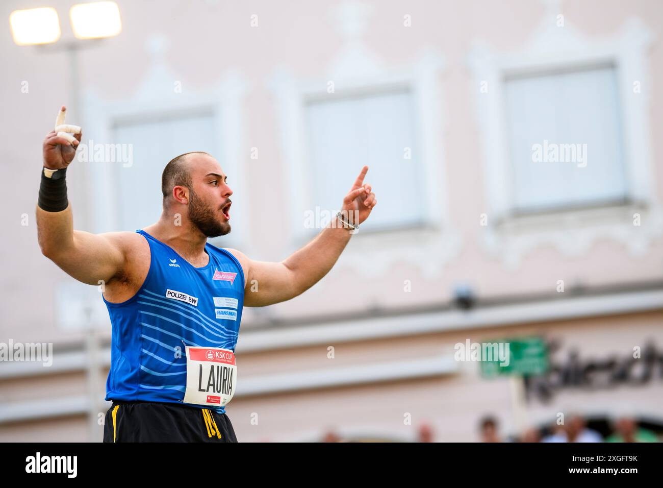 08 July 2024, Baden-Württemberg, Biberach an der Riß: Athletics: Shot ...