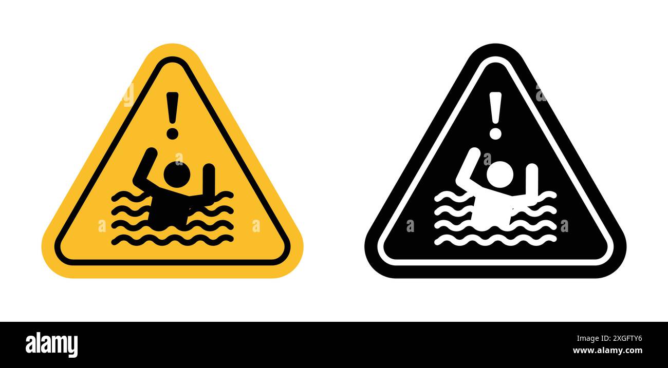 Risk of drowning warning sign vector logo set collection for web app ui Stock Vector Image & Art ...