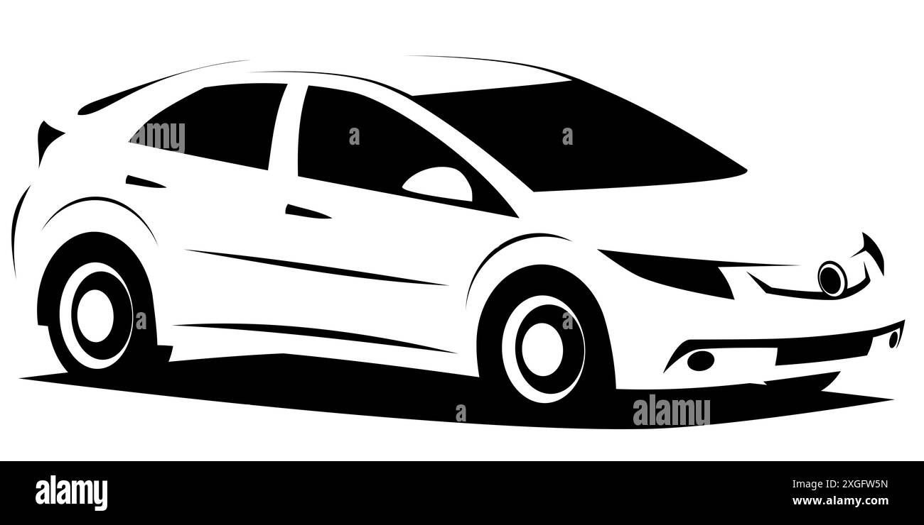 B&W dynamic car illustration with a modern fluid aerodynamic design ...